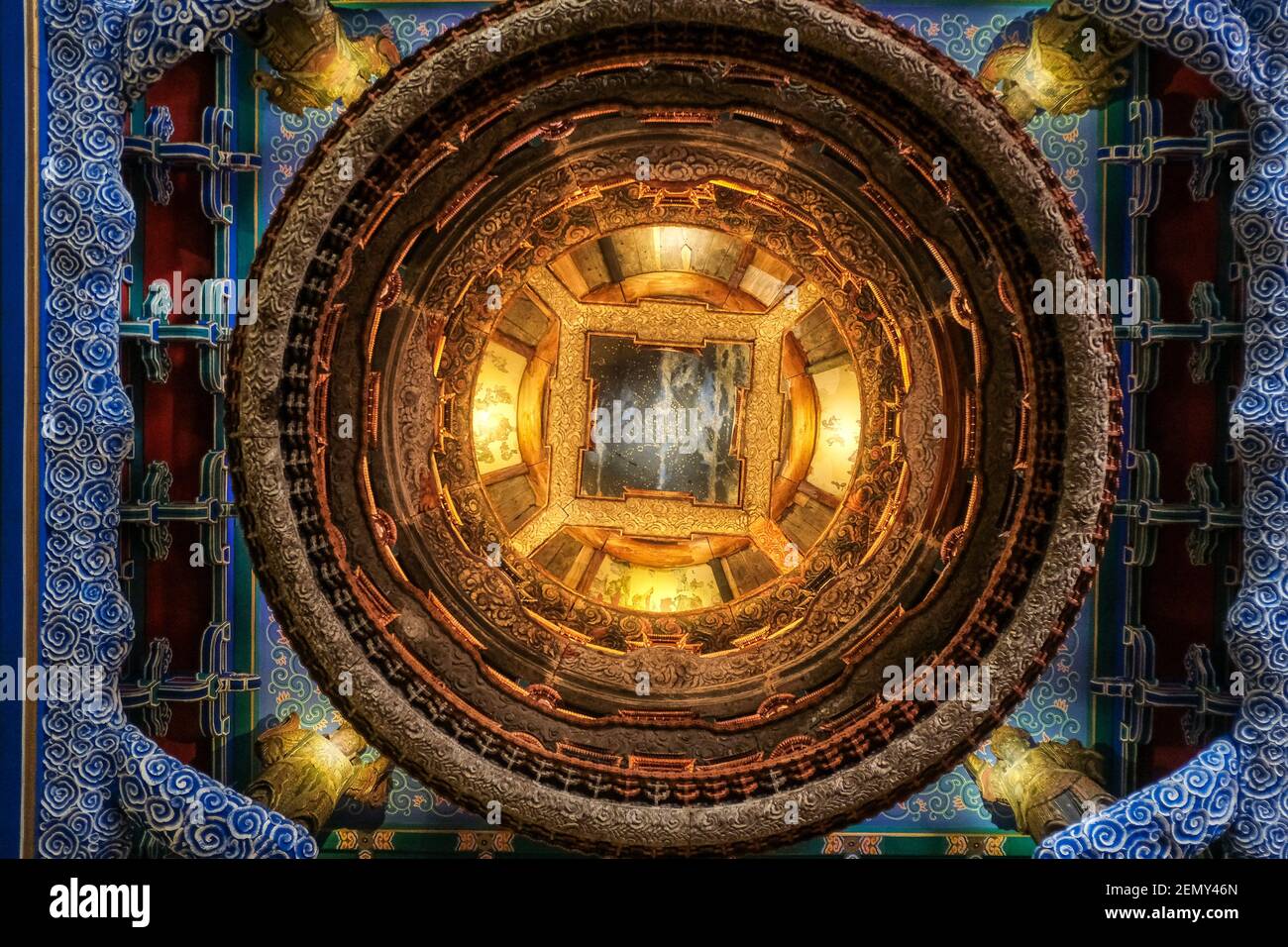 View of the ceiling of Longfu Temple in the Beijing Ancient ...