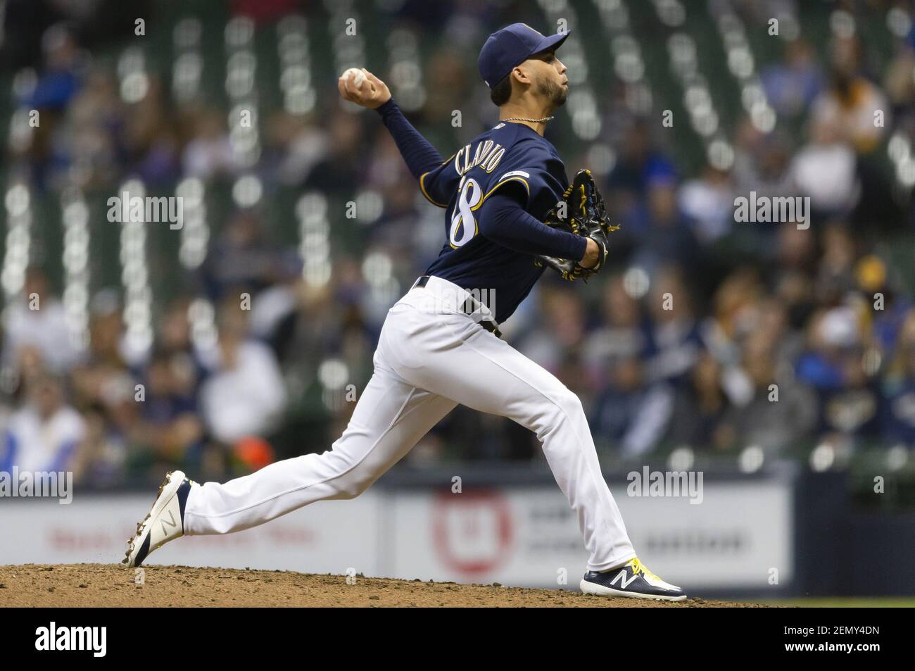 April 29, 2019: Milwaukee Brewers relief pitcher Alex Claudio #58 ...