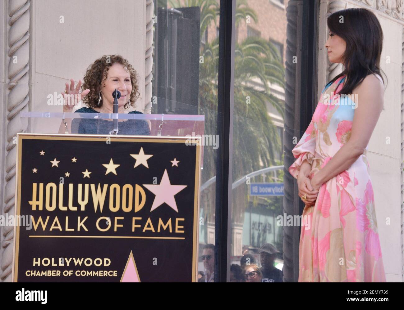 (L-R) Rhea Perlman and Lucy Liu at the Lucy Liu Star On The Hollywood ...