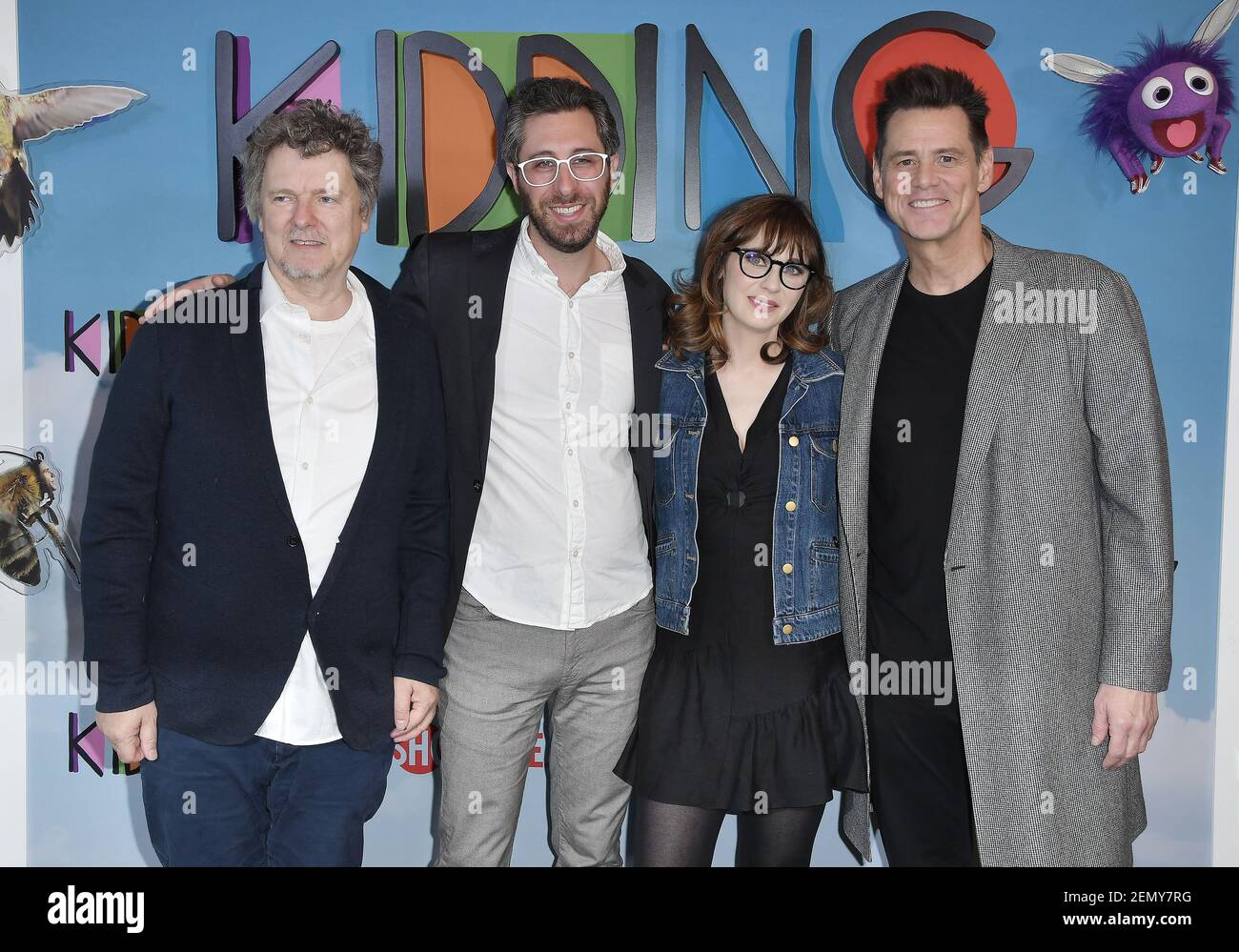 (L-R) Michel Gondry, David Holstein, Zooey Deschanel and Jim Carrey at ...