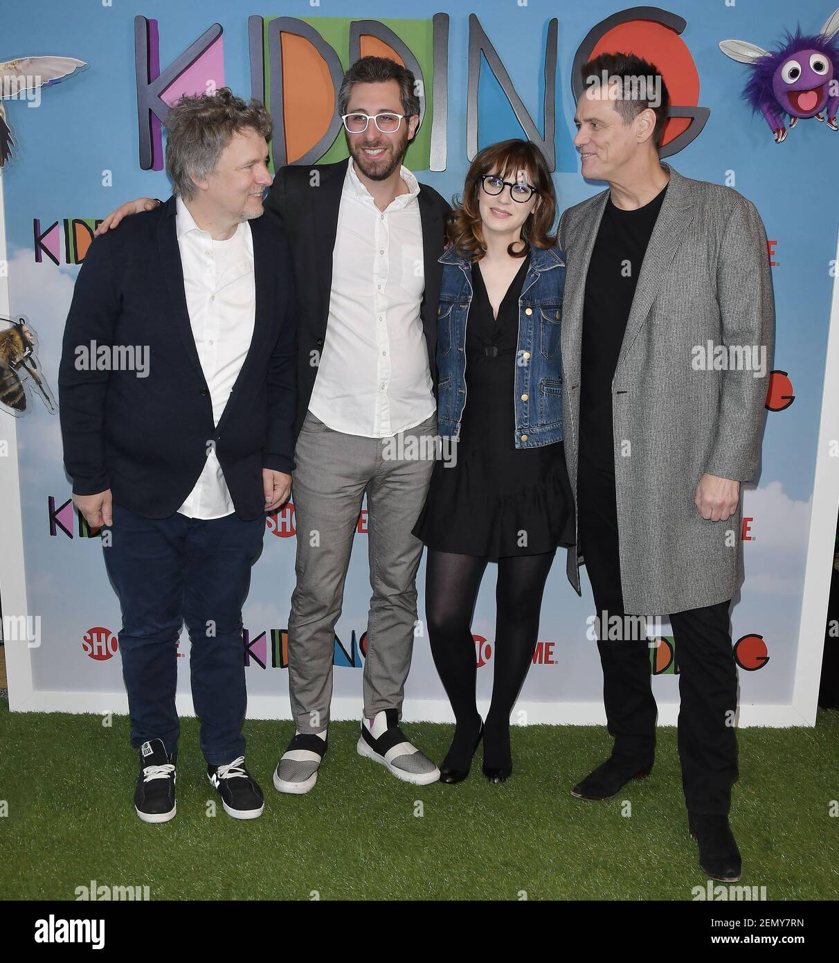 (L-R) Michel Gondry, David Holstein, Zooey Deschanel and Jim Carrey at ...