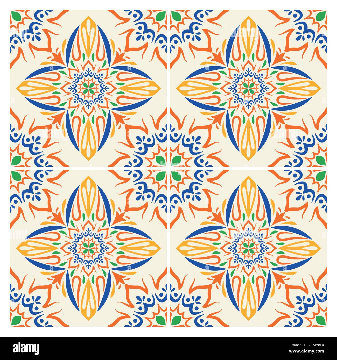 colorful art italian style ceramic pattern background vector ...