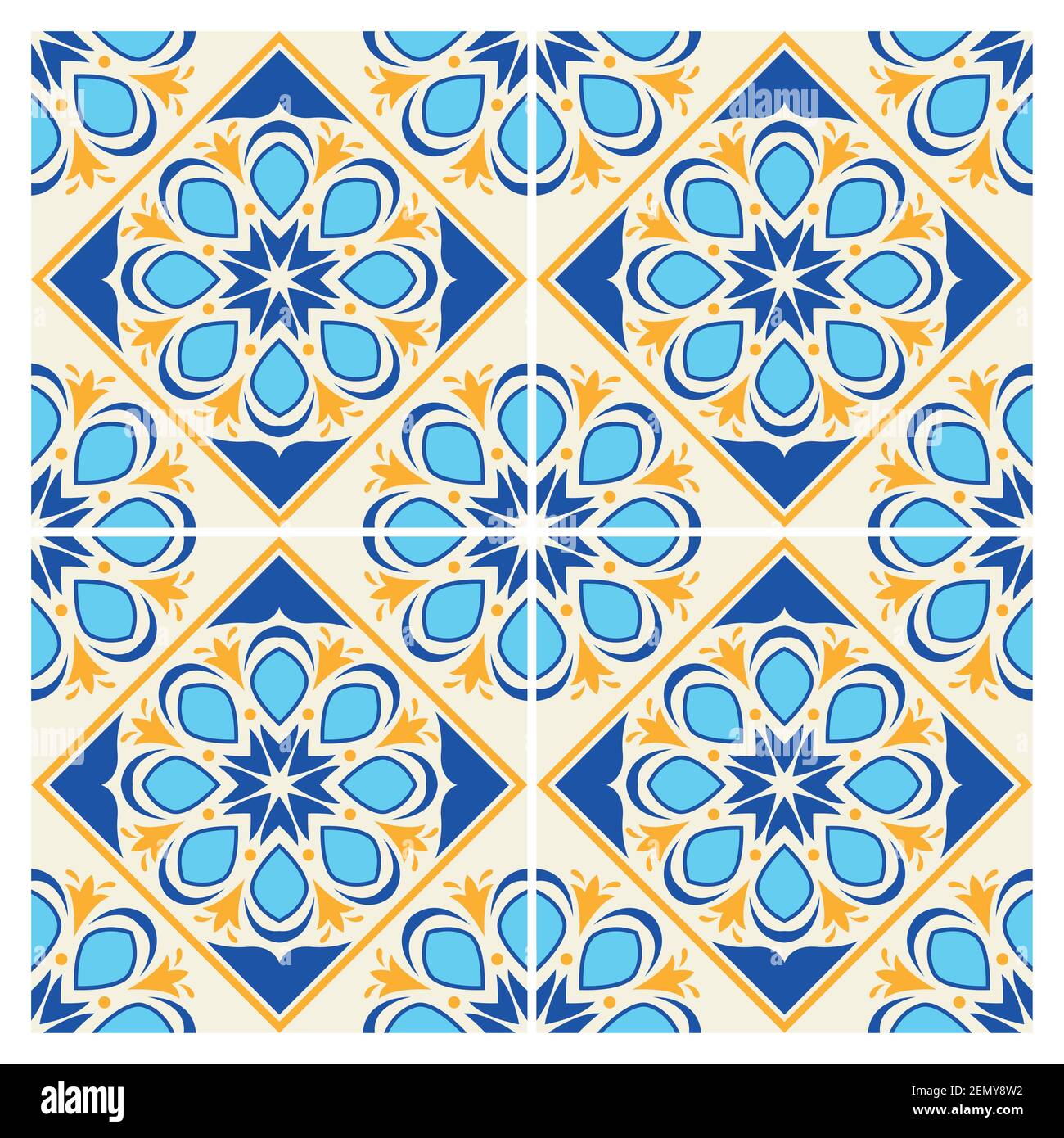 white and blue art italian style ceramic pattern background vector ...