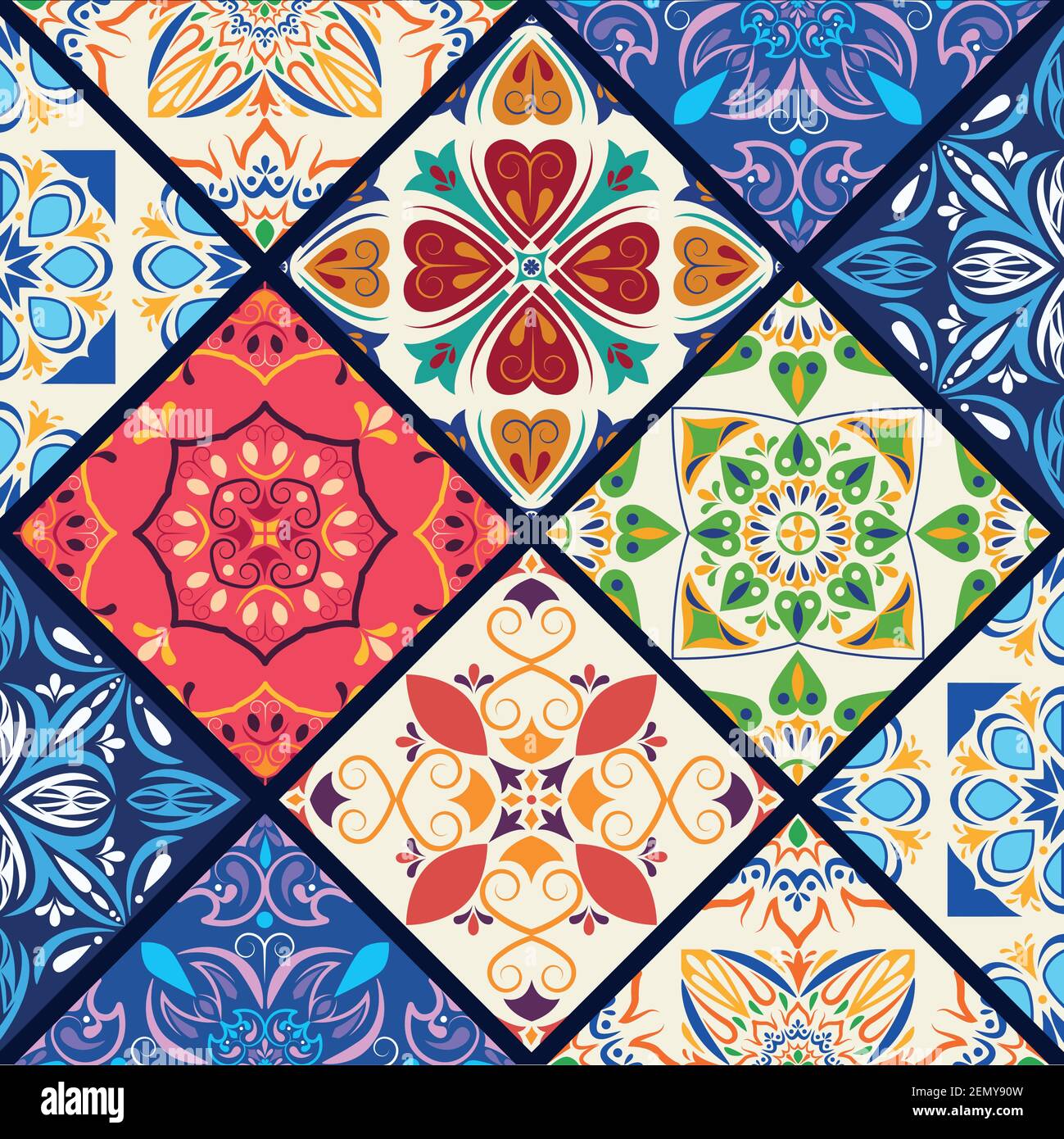 bundle of art italian style ceramic backgrounds vector illustration ...