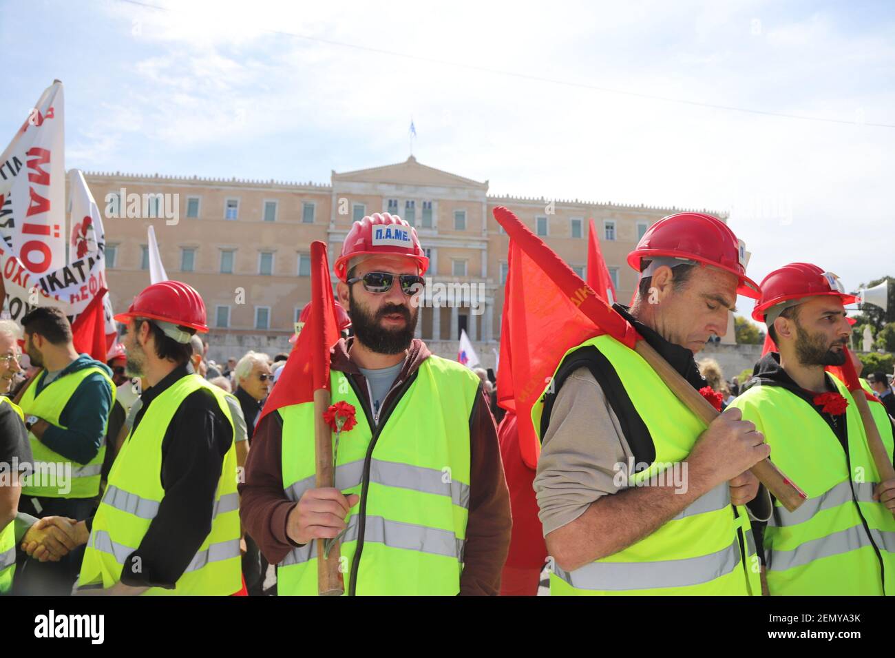 Greek unions demonstrate in Athens to commemorate the May Day or Labor ...