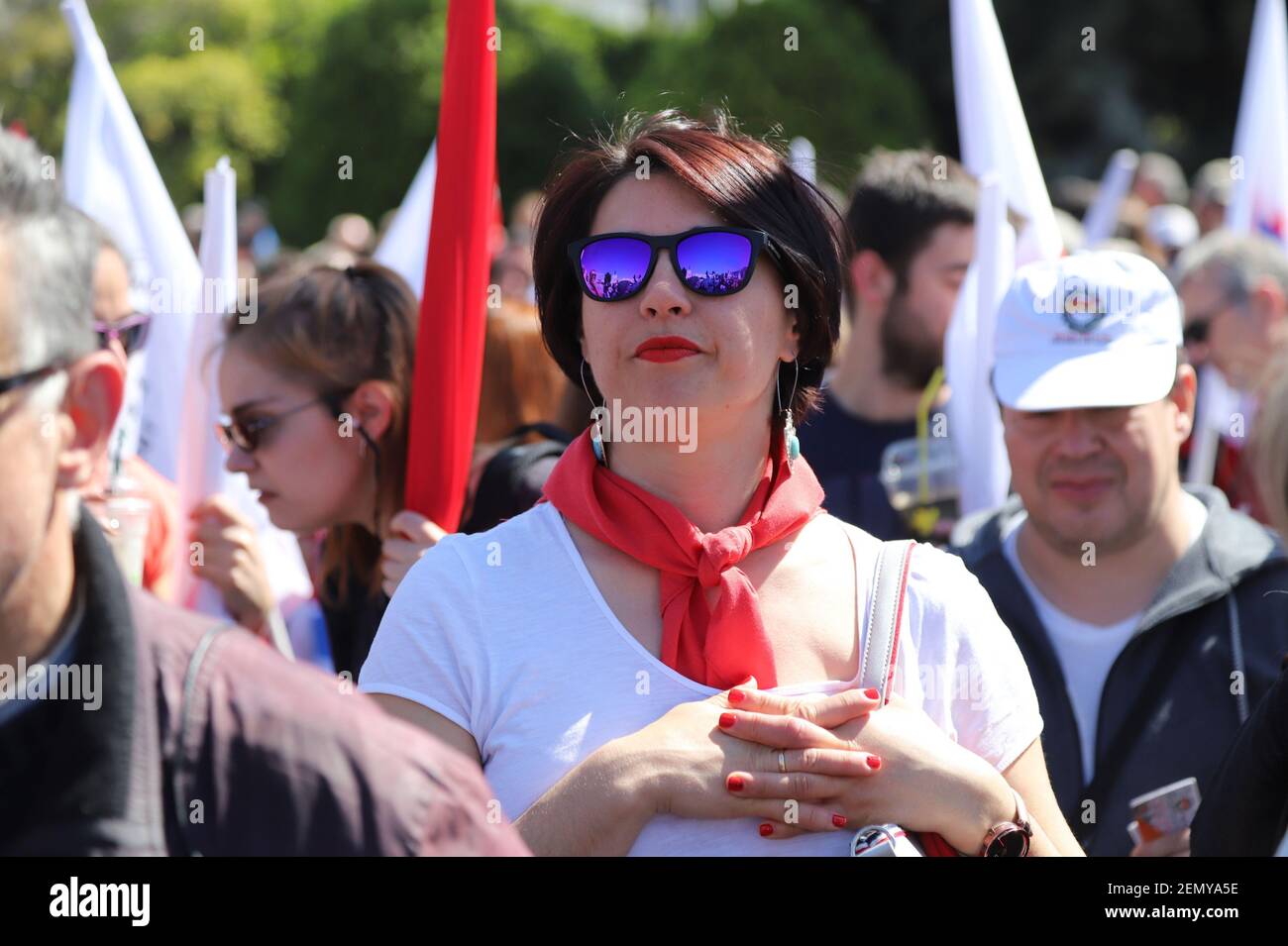 Greek unions demonstrate in Athens to commemorate the May Day or Labor ...