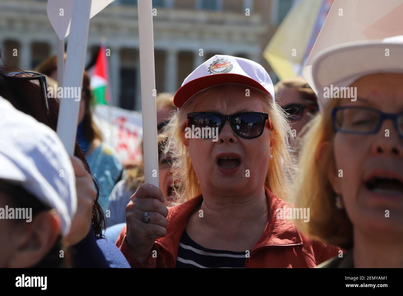 Greek unions demonstrate in Athens to commemorate the May Day or Labor ...