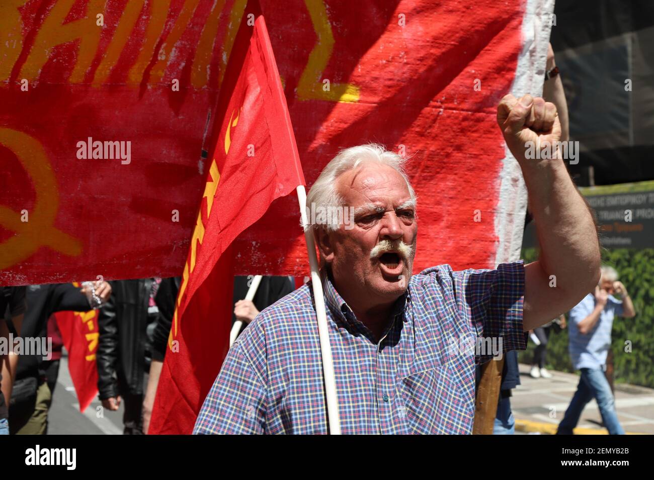 Greek unions demonstrate in Athens to commemorate the May Day or Labor ...