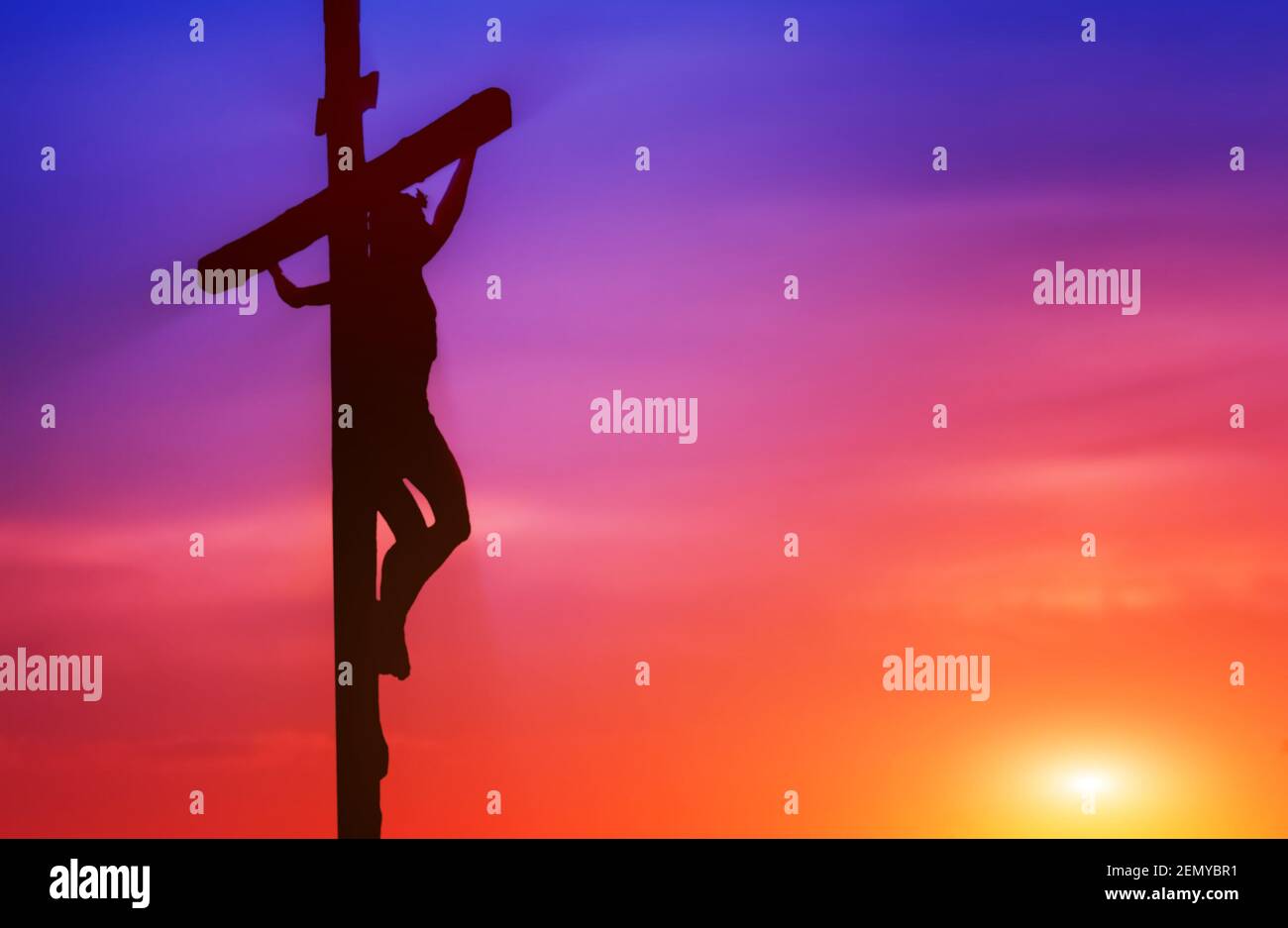 Crucifixion of Jesus Christ at sunset Stock Photo - Alamy