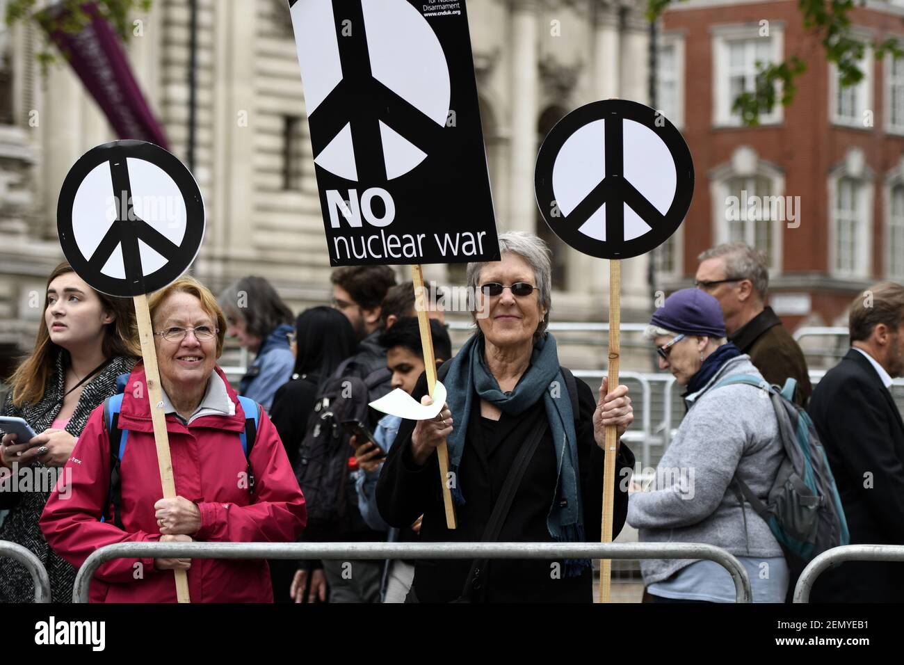 Activists are seen holding placards during the protest. Anti-nuclear ...