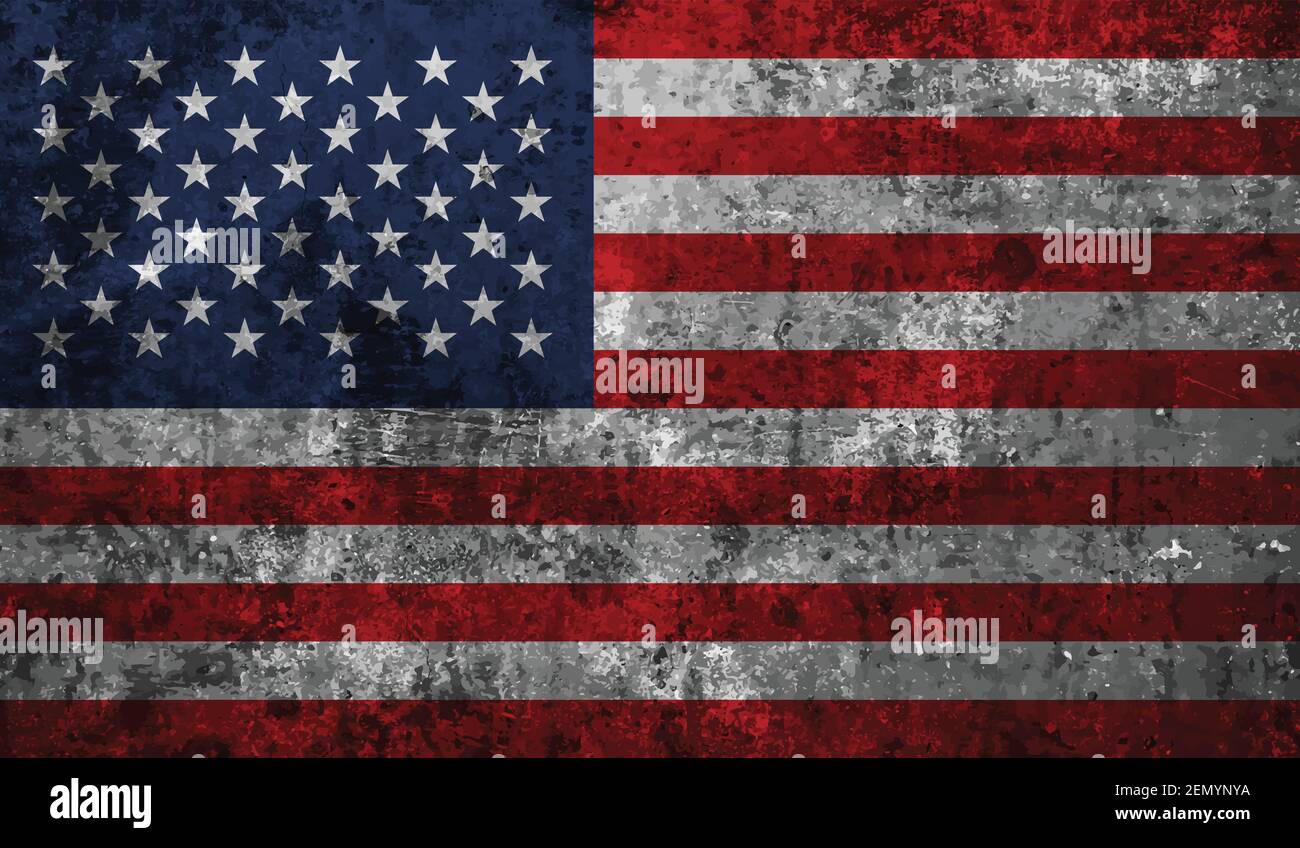 American flag. Grunge old flag USA isolated white background ...
