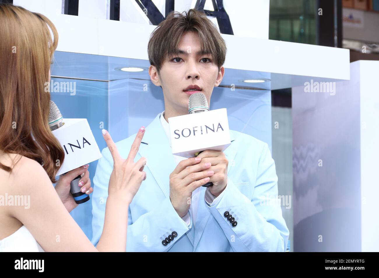 Taiwanese actor and singer Aaron Yan attends a promotional event for Sofina in Taipei, Taiwan, 5 ...