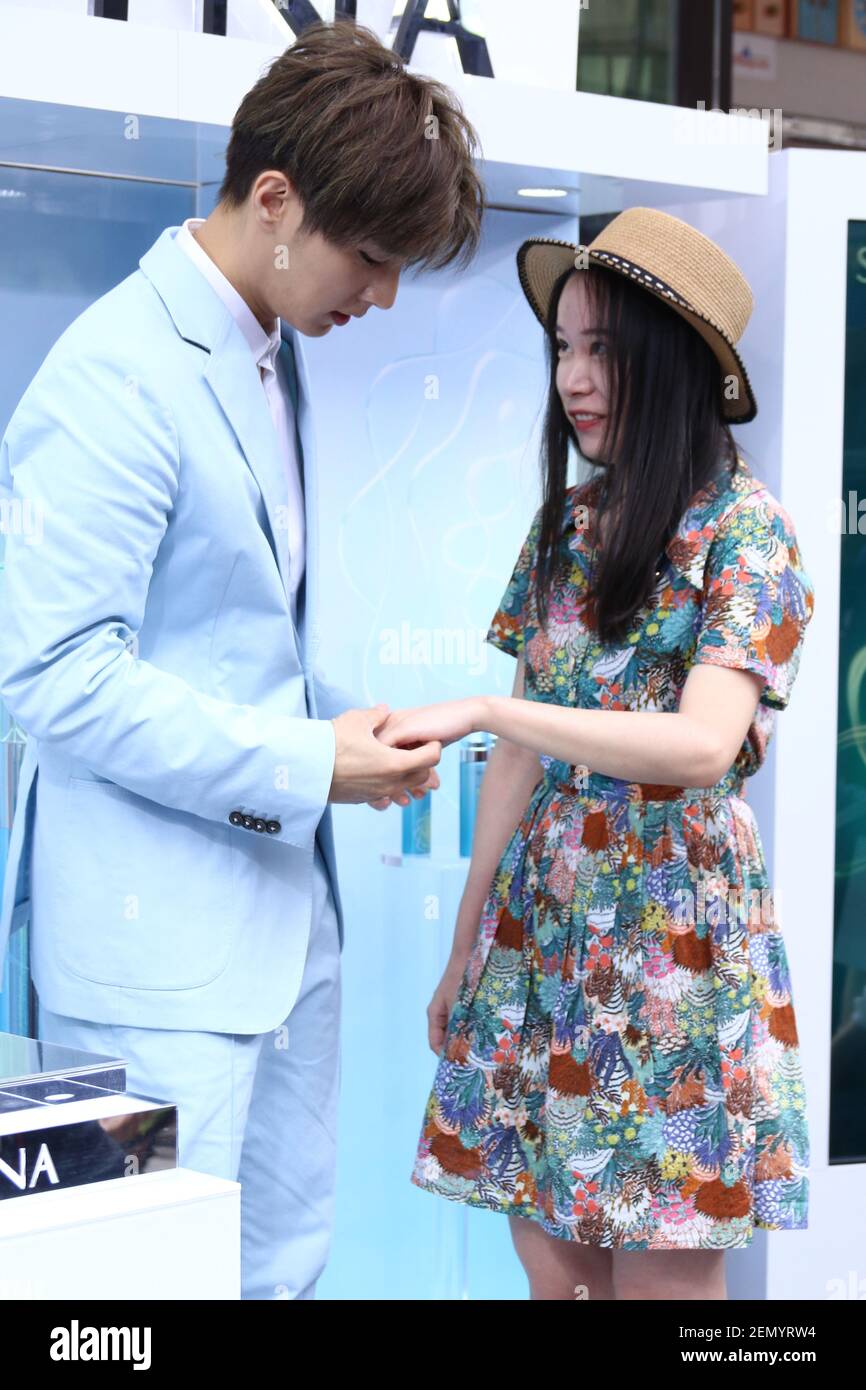 Taiwanese actor and singer Aaron Yan attends a promotional event for Sofina in Taipei, Taiwan, 5 ...