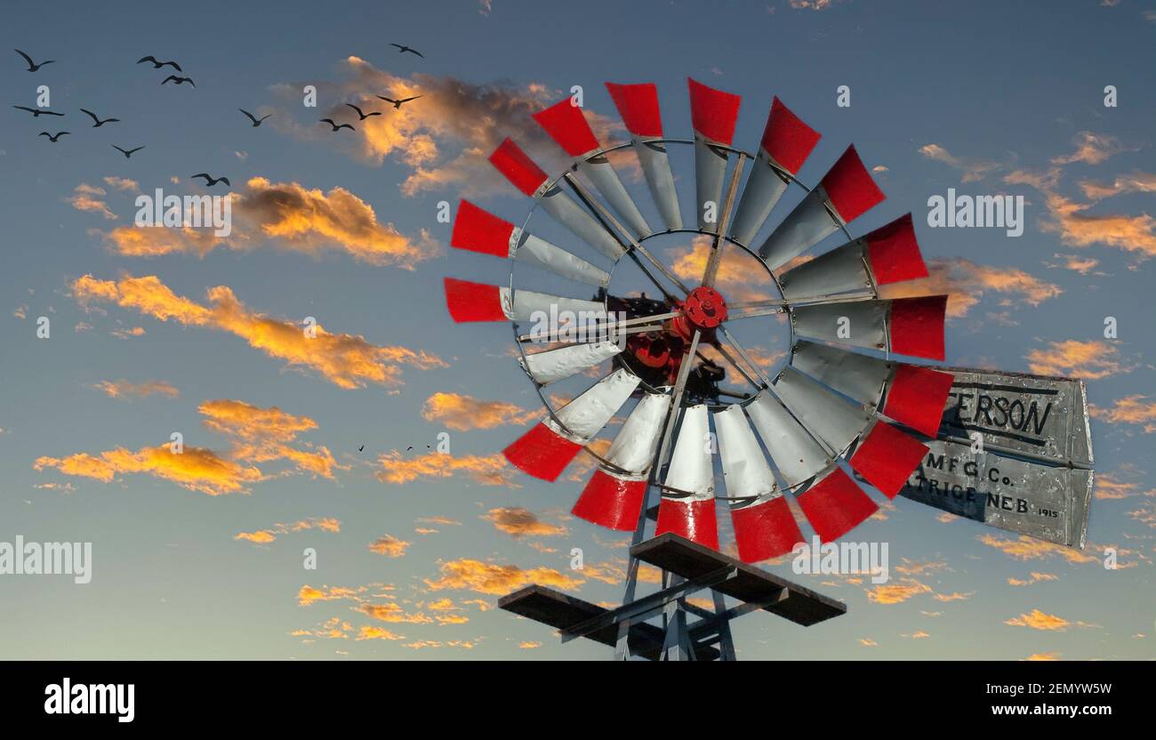Old Windmill at Dusk Stock Photo - Alamy