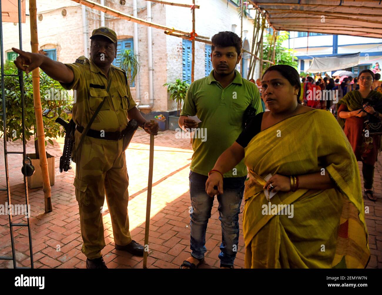 A CISF (Central Industrial Security Force) person seen giving ...