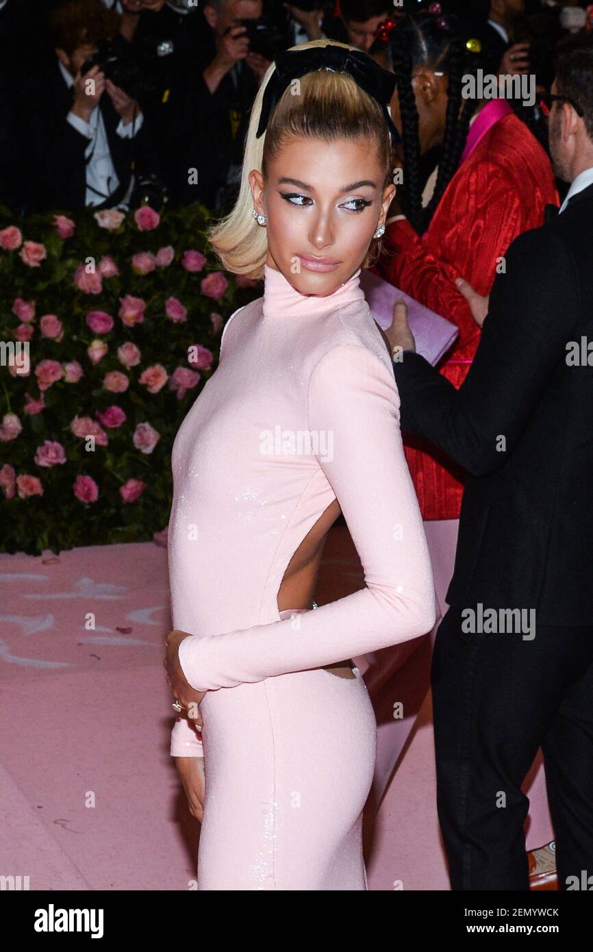 Hailey Bieber walking on the red carpet at The Metropolitan Museum of ...
