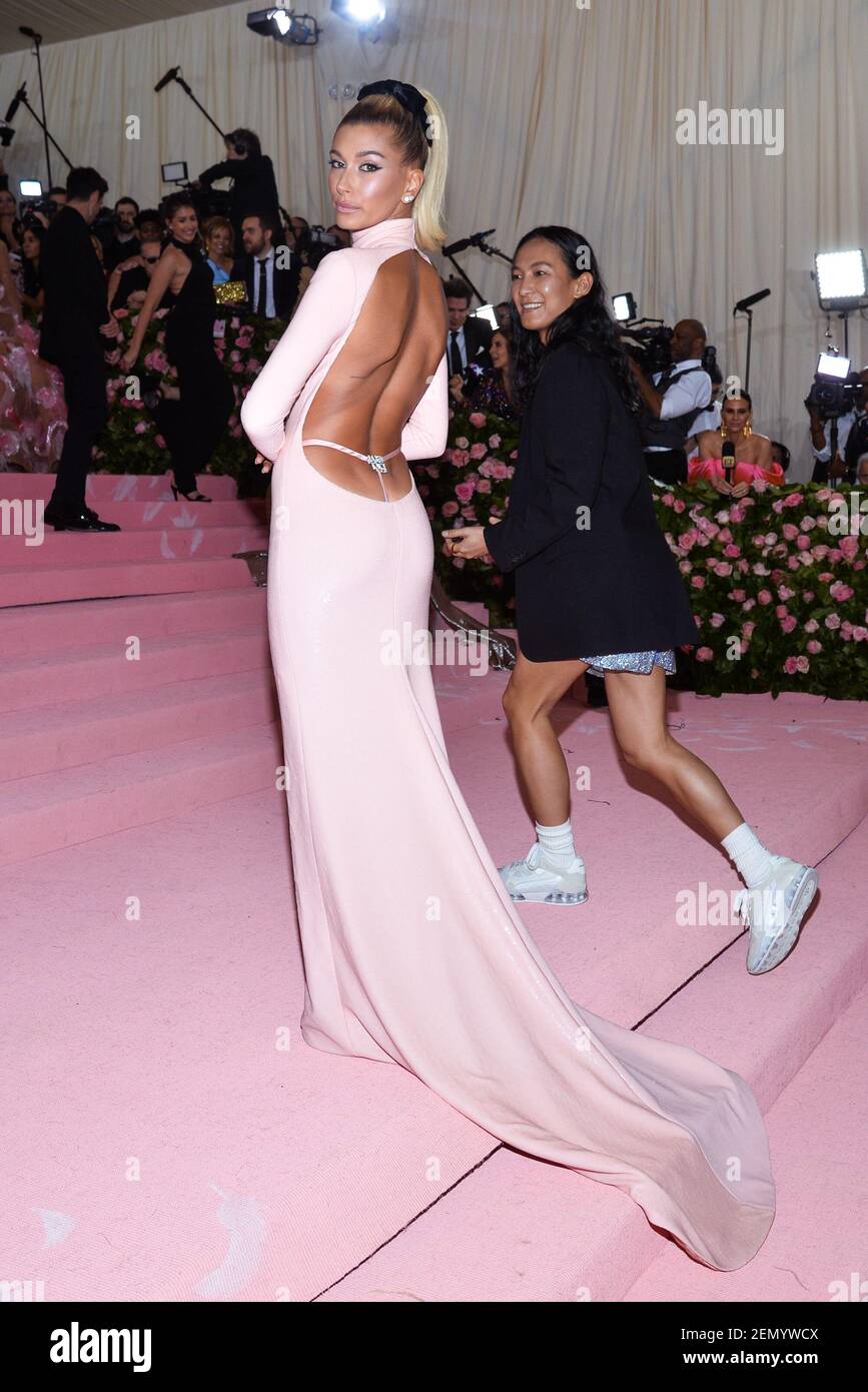 Hailey Bieber walking on the red carpet at The Metropolitan Museum of ...