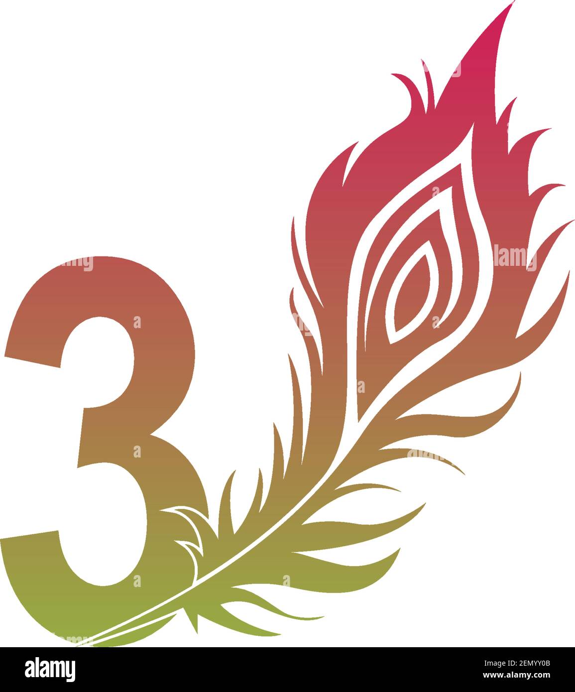 Number 3 with feather logo icon design vector illustration Stock Vector ...