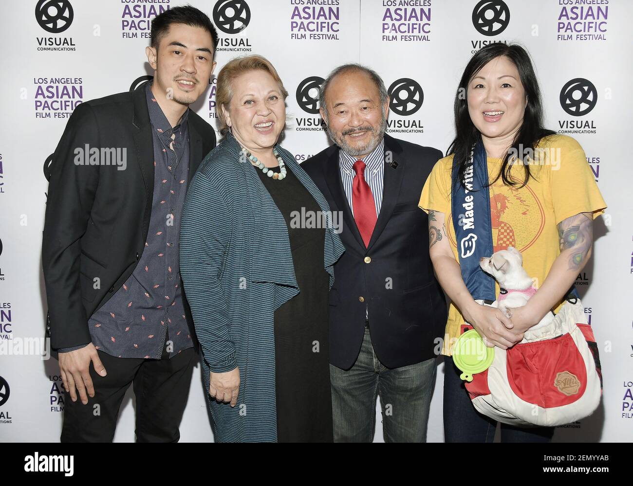 (L-R) "All American Girl' Cast members J.B. Quon, Amy Hill, Clyde ...