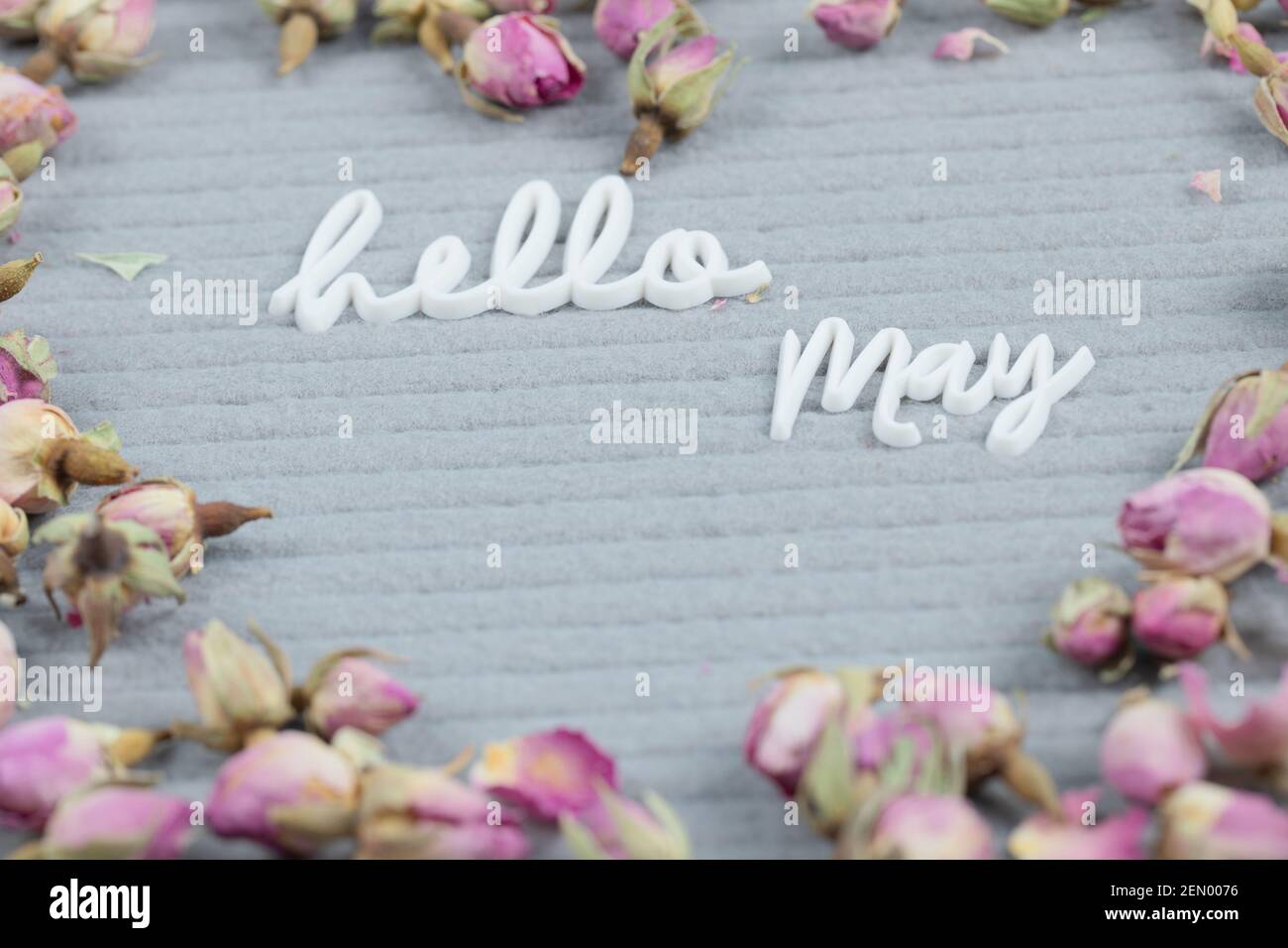 Hello month names embedded on the grey background Stock Photo - Alamy
