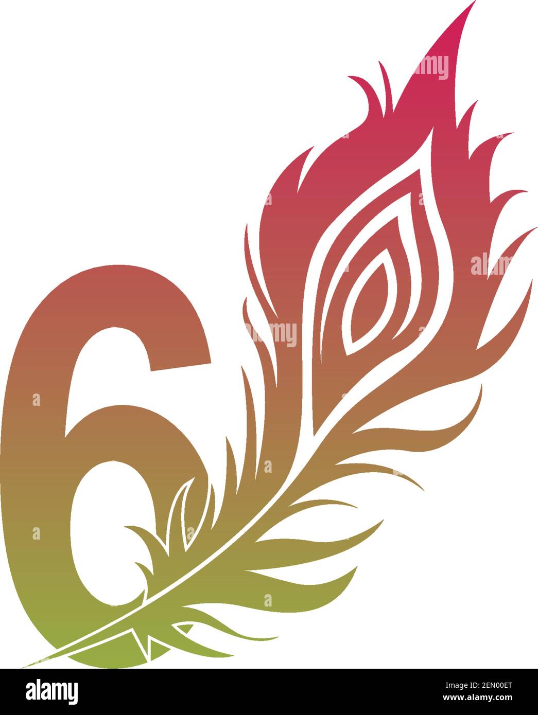 Number 6 with feather logo icon design vector illustration Stock Vector ...