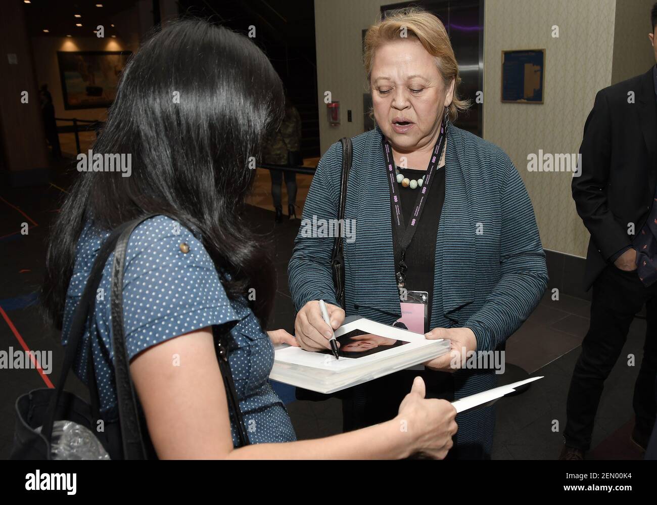 Amy Hill signing autographs at the 2019 Los Angeles Asian Pacific Film ...