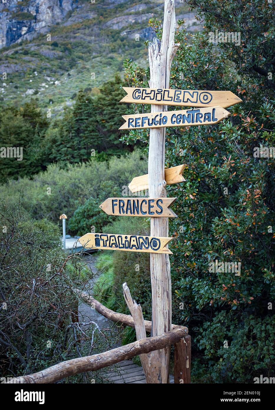 April 2019: Directional signs at Refugio Cuernos along the 71km W ...