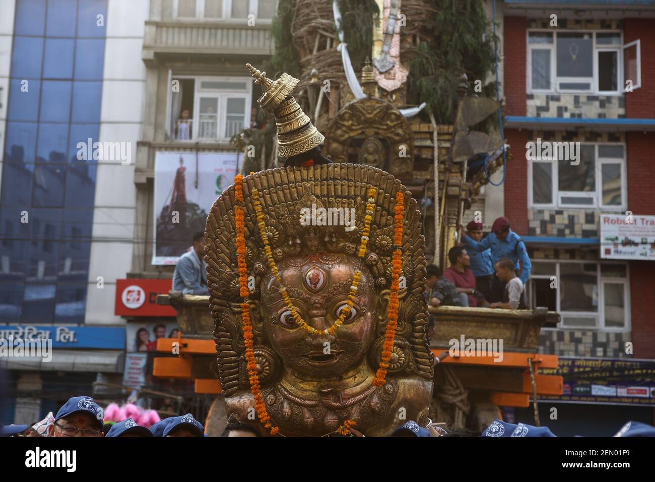 Devotees seen pulling the chariot of God of Rain Rato Machhindranath ...