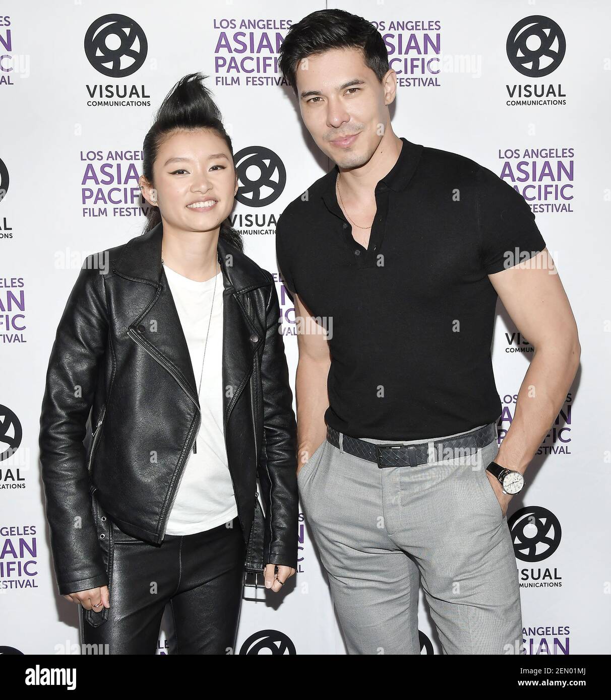 (L-R) Celia Au and Lewis Tan at the 2019 Los Angeles Asian Pacific Film ...