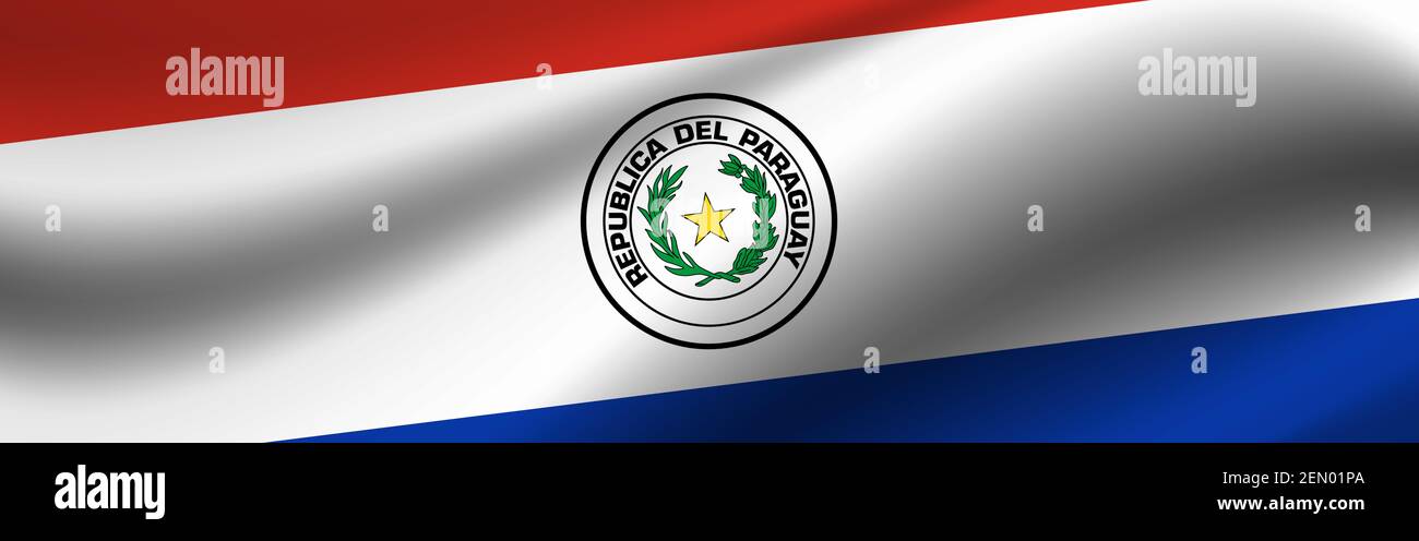 Banner with the flag of Paraguay. Fabric texture of the flag of ...