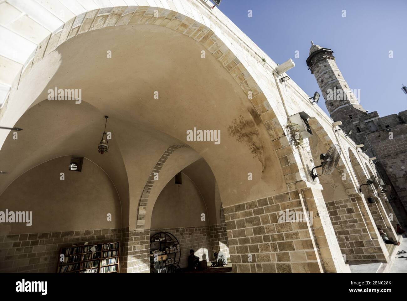 View of the al-Omari mosque during Ramadan. Third day of Ramadan ...