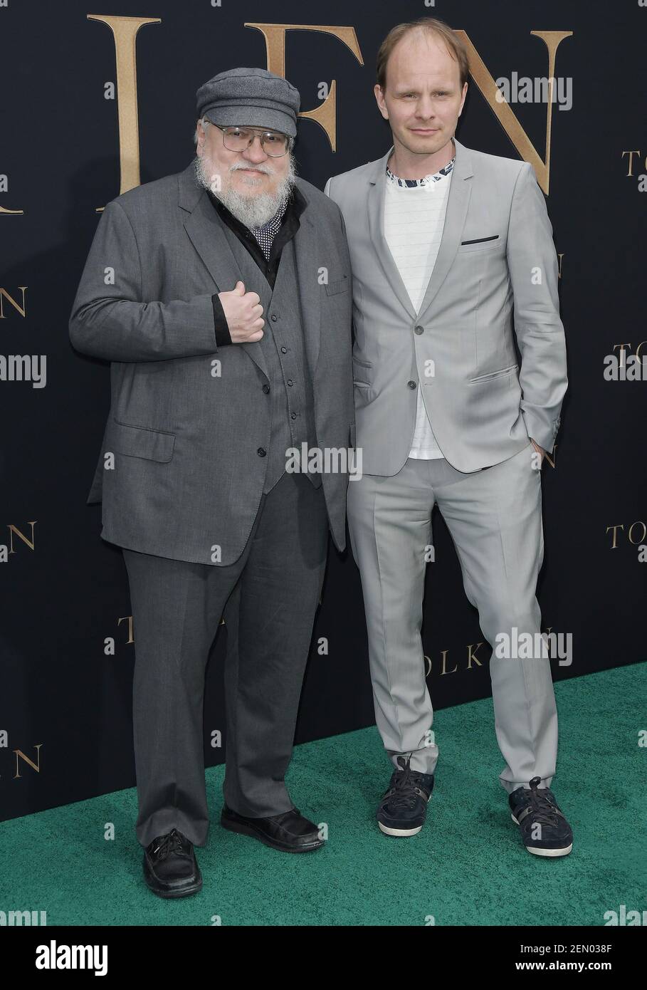 (L-R) George R. R. Martin and Dome Karukoski at the "Tolkien" Los ...
