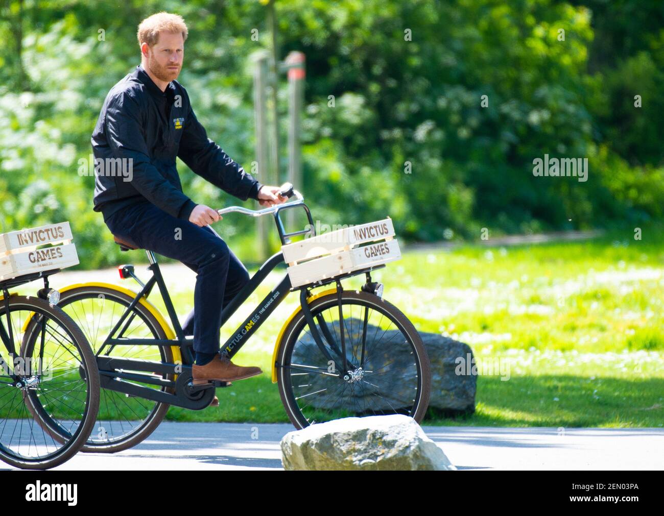 Prince Harry on a Bicycle Ride during the Invictus Games presentation ...