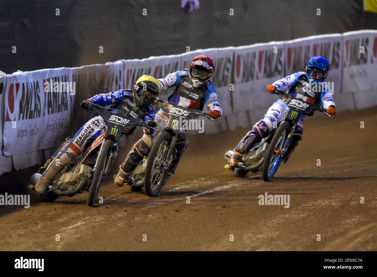 Luke Becker of USA leads David Bellego of France and Dimitri Berge of ...