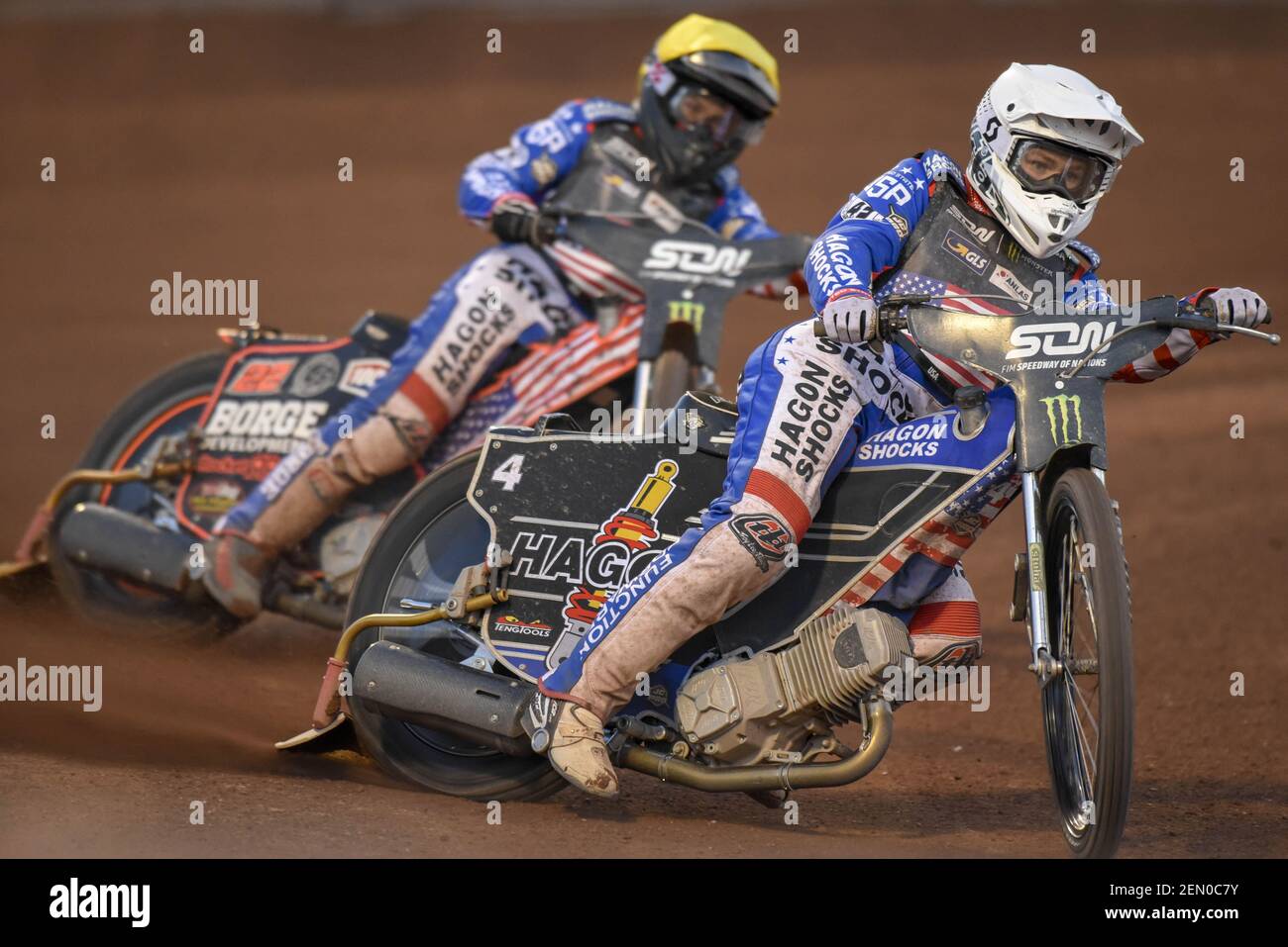 Austin Novratil of USA leads Luke Becker of USA during the 2019 Monster ...