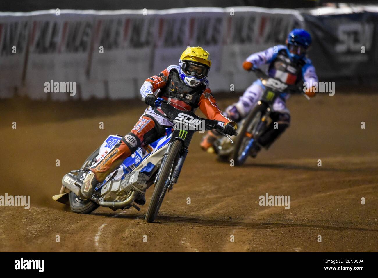 Leon Madsen of Denmark in action in heat 23 during the 2019 Monster ...