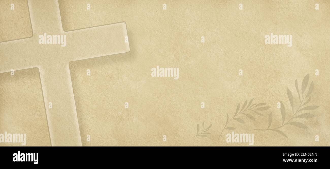 Religious card illustration with textured beige background with cross ...