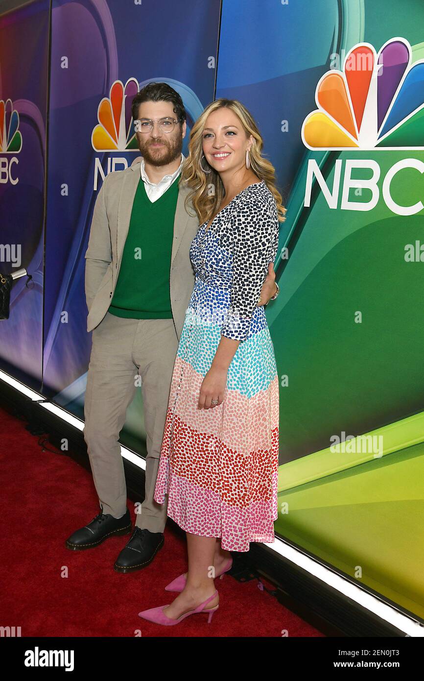 Abby Elliott, Adam Pally of "Indebted" attends NBC's 2019-2020 UPFRONT ...