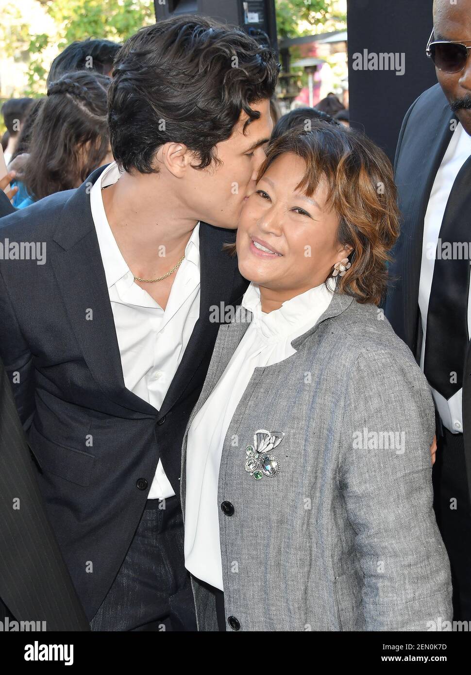 (L-R) Charles Melton and Mom Sukyong Melton at "The Sun Is Also A Star ...