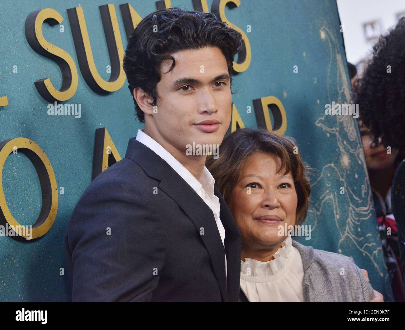 (L-R) Charles Melton and Mom Sukyong Melton at "The Sun Is Also A Star ...