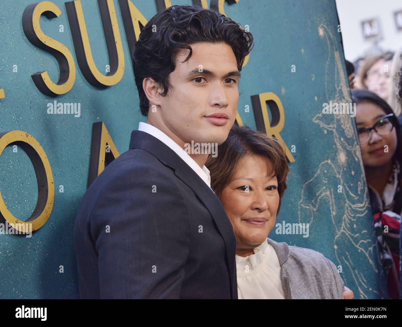 (L-R) Charles Melton and Mom Sukyong Melton at "The Sun Is Also A Star ...