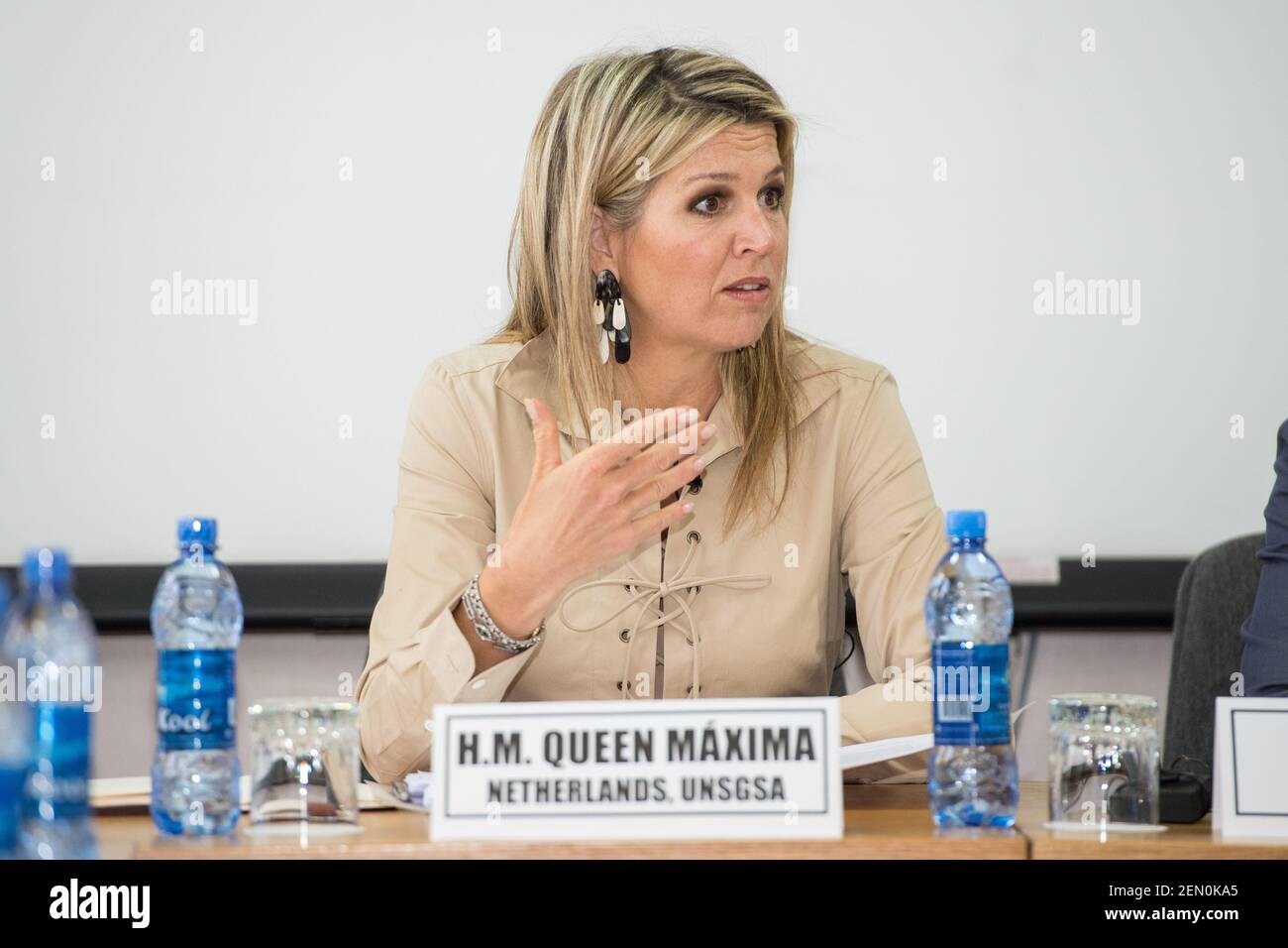 Queen Maxima of the Netherlands during a conversation with development ...
