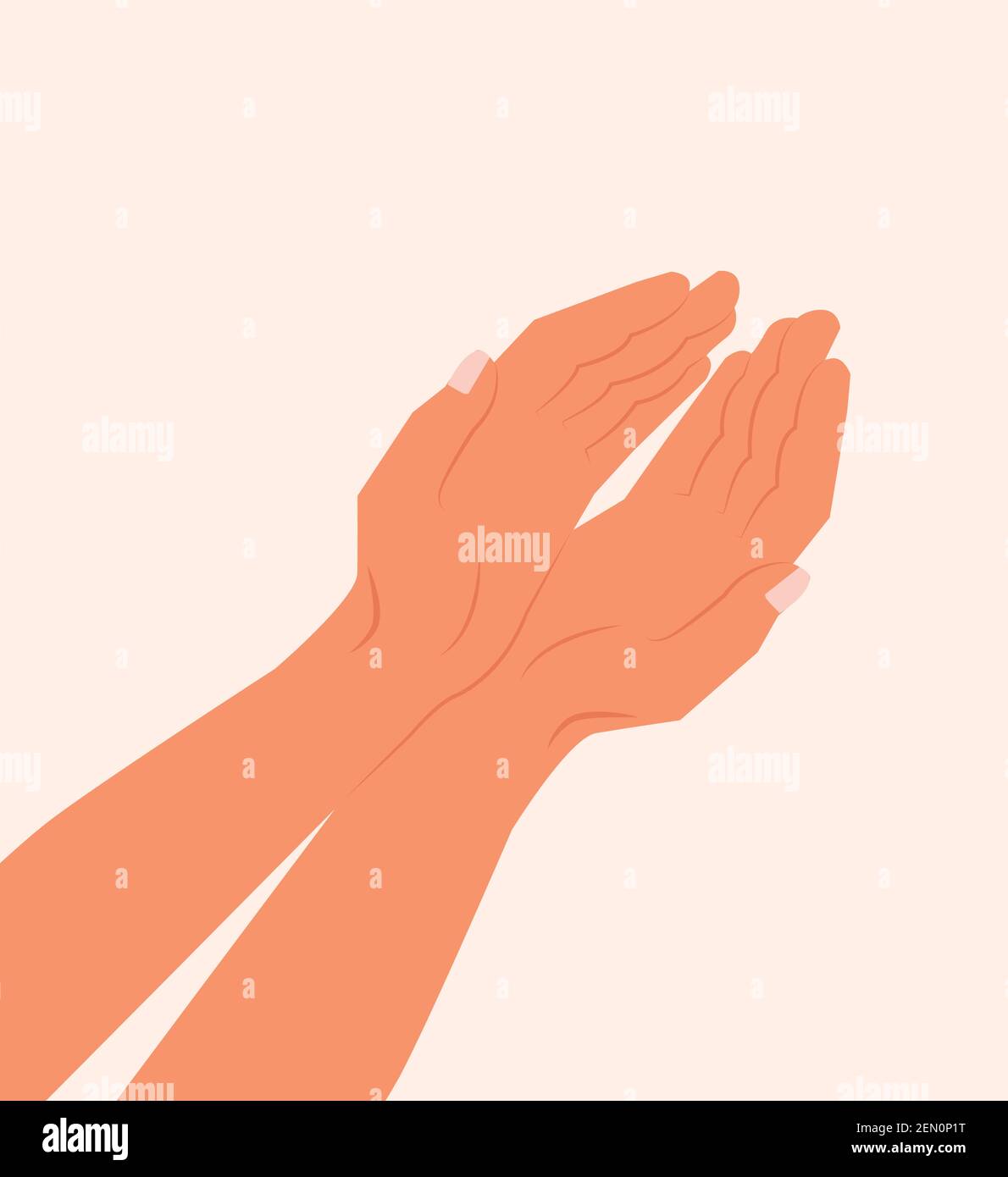 Hands showing or holding something on. Open hands reaching out. Two ...