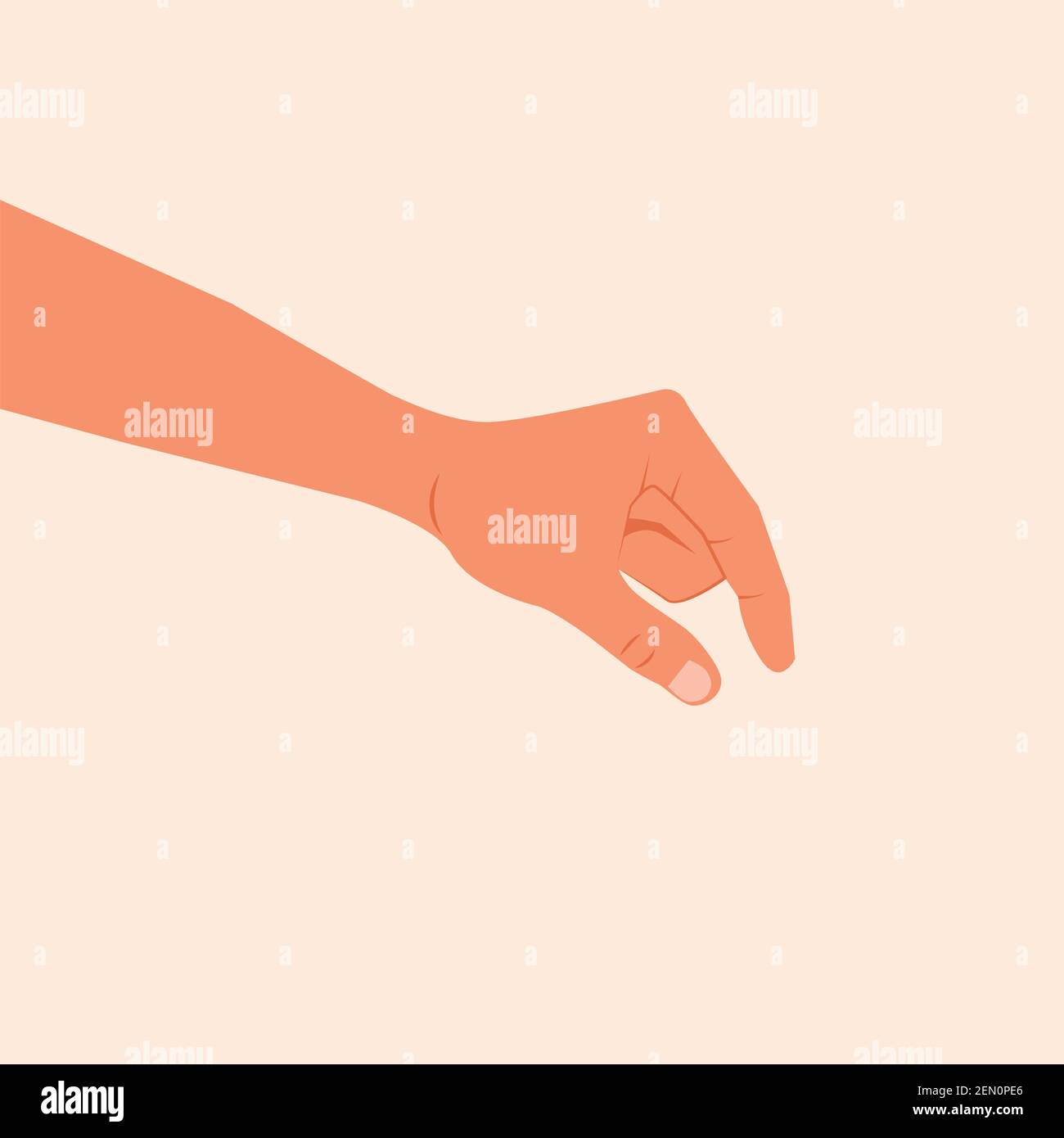 Hand making gesture while showing small amount of something isolated ...