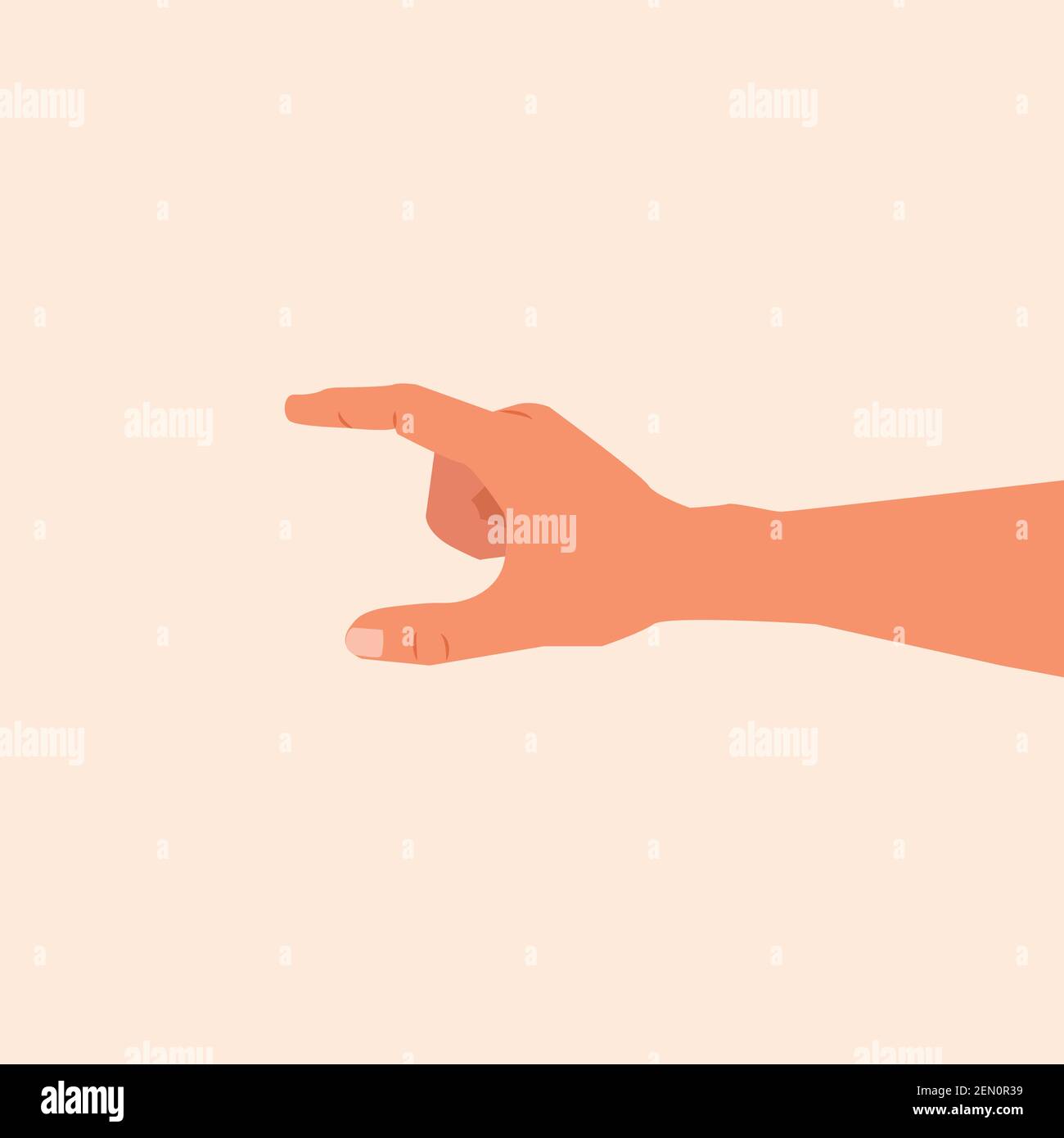 Hand making gesture while showing small amount of something isolated ...