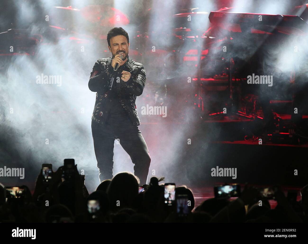 MOSCOW, RUSSIA - MAY 14, 2019: Turkish singer Tarkan performs during a ...