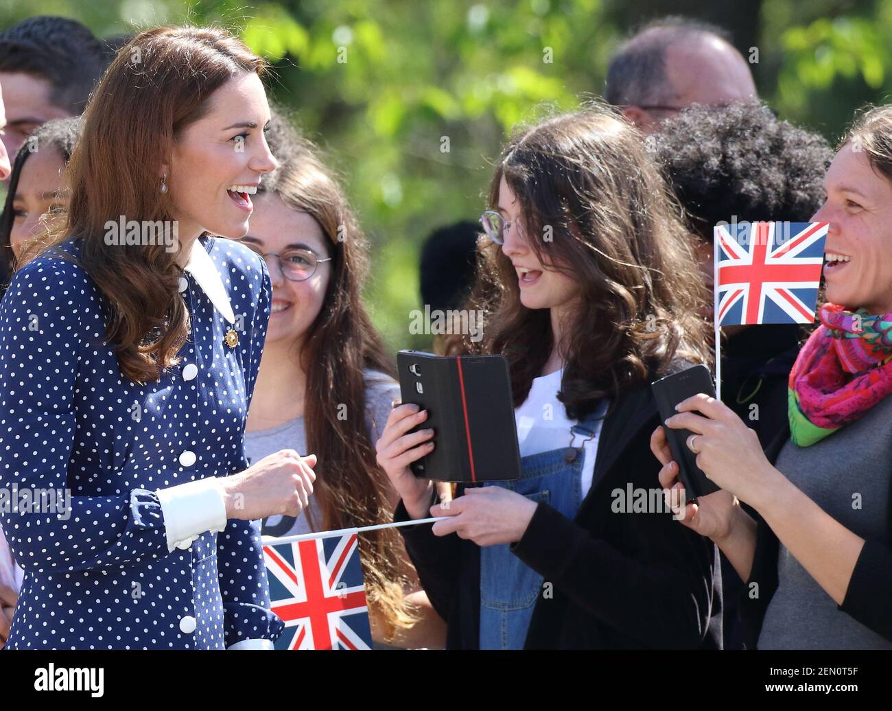 Kate Middleton, Duchess of Cambridge seen meeting schoolchildren as she ...