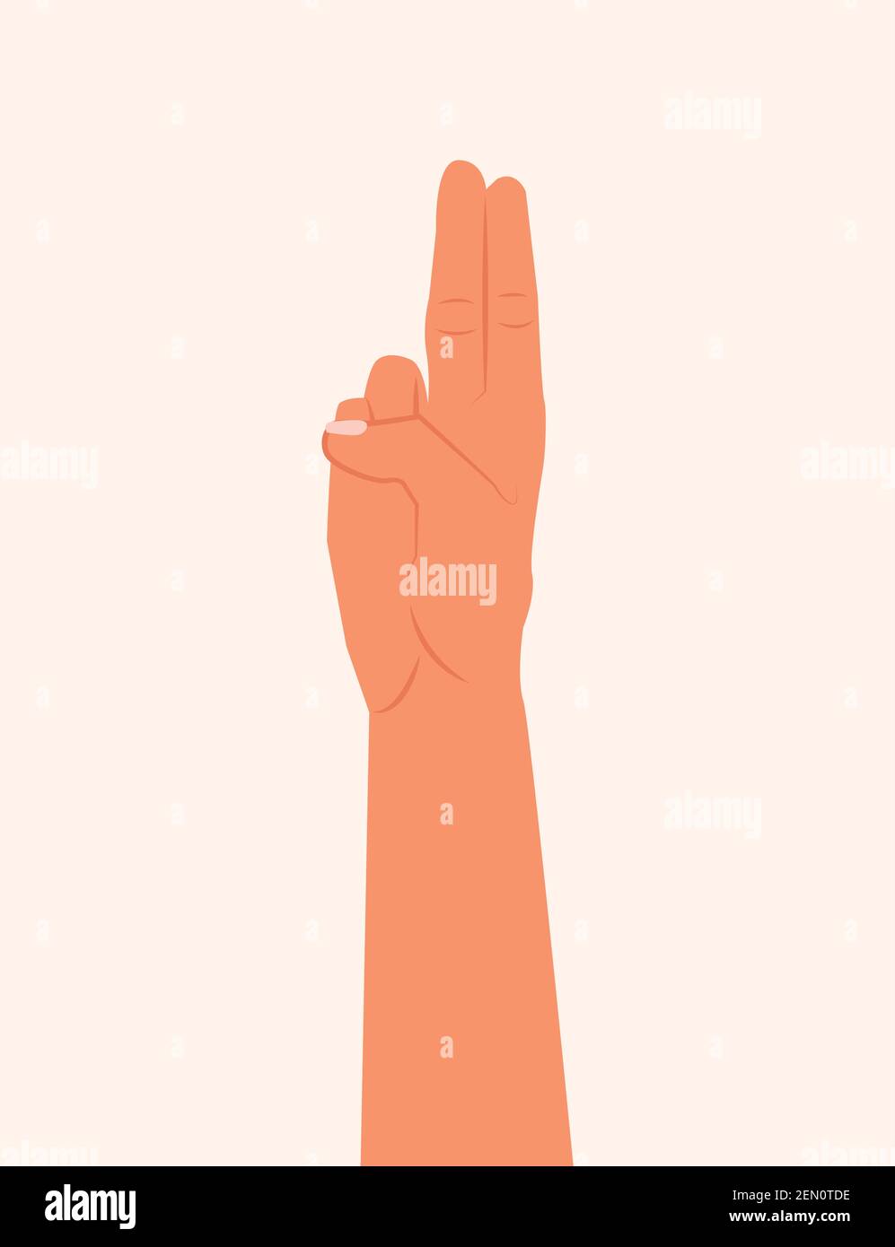 Hand showing two fingers vector illustration. Shows the number two with ...
