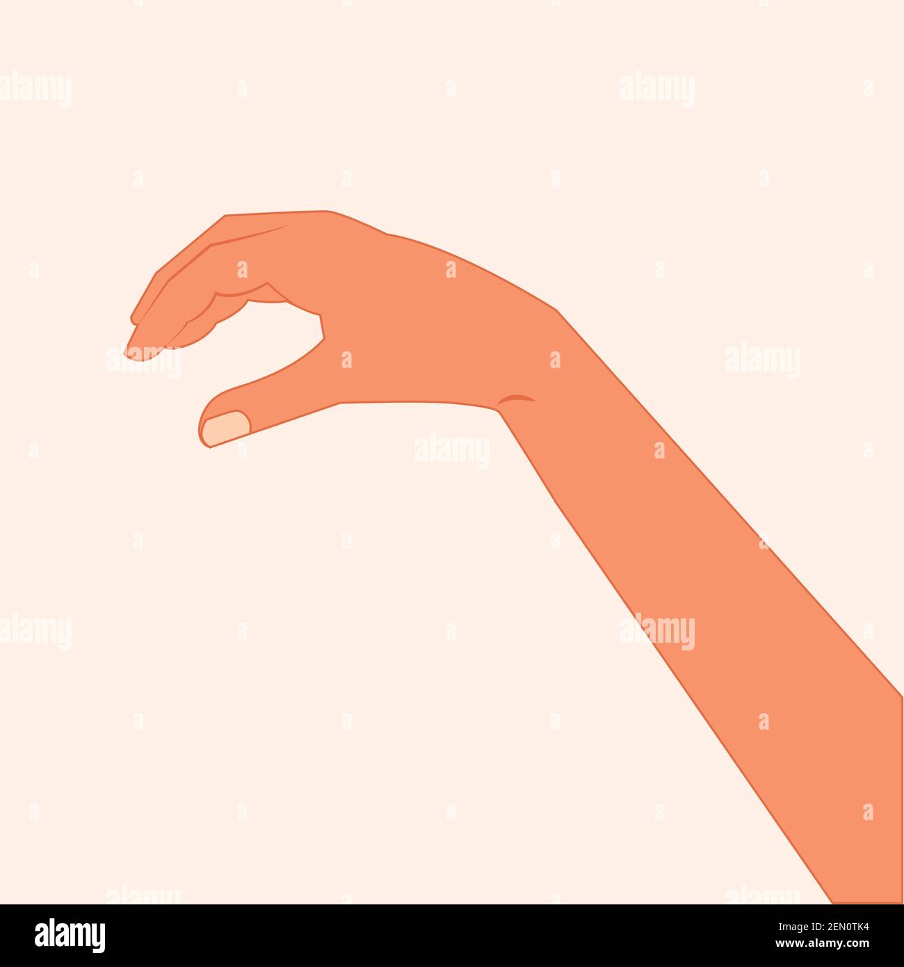 Hand making gesture while showing small amount of something isolated ...