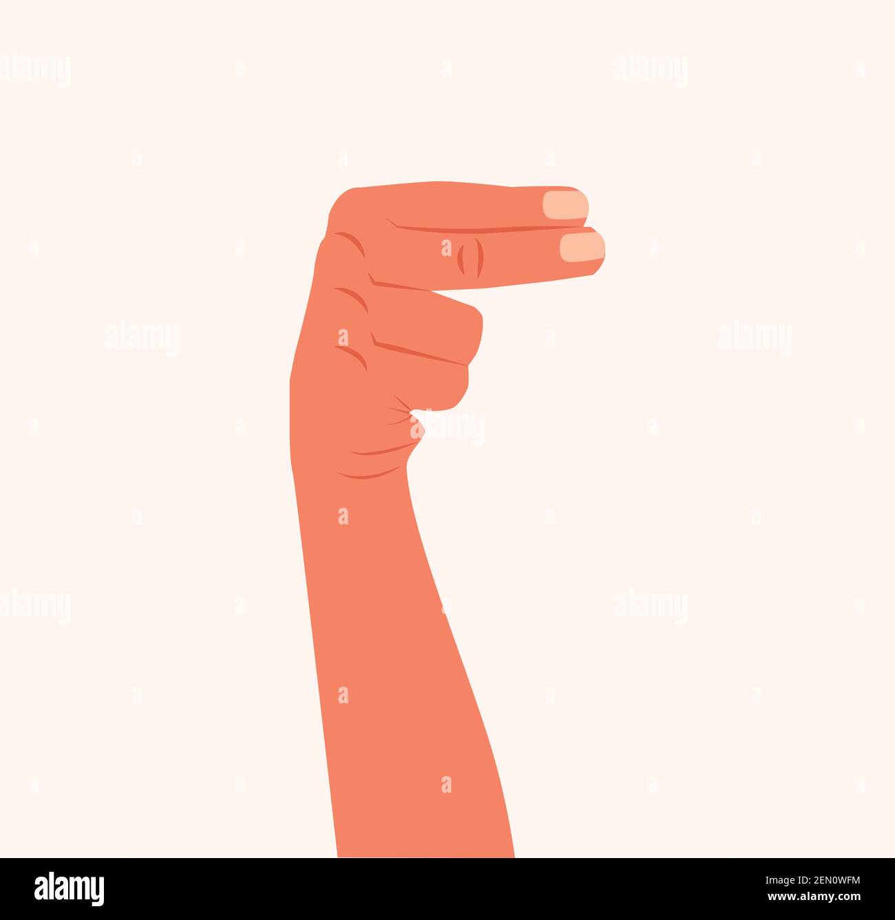 Hand showing two fingers vector illustration. Woman or man hand raise ...